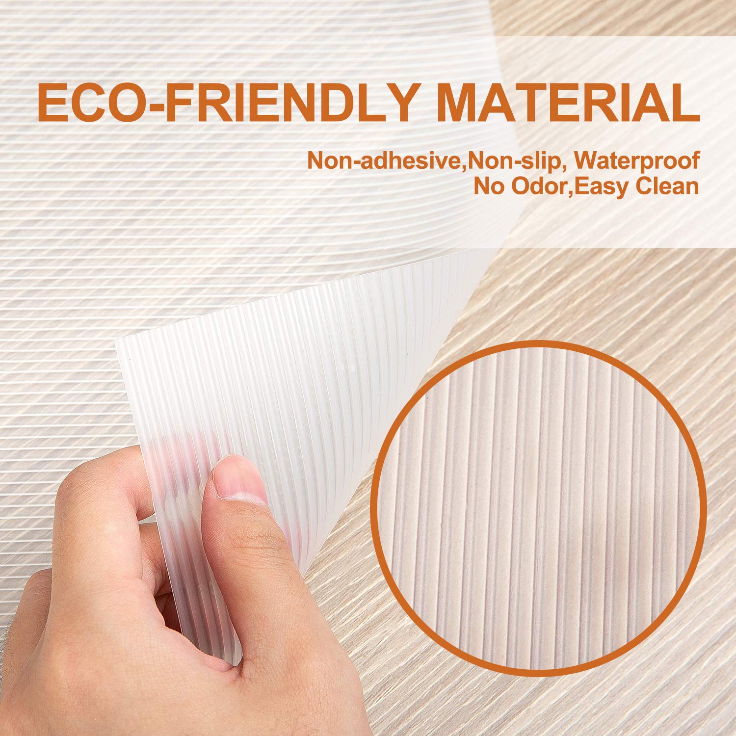 SinhRinh Shelf Liner, Non-Adhesive Drawer Liner, Double Sided Non-Slip Cabinet Liner 12IN x 10FT Cuttable and Washable for Kitchen, Shoe Rack and Refrigerator - Clear