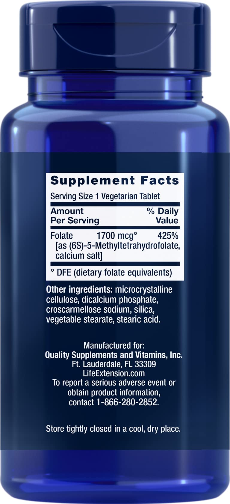 Life Extension Optimized Folate 1700 mcg DFE, 100 vegetarian tablets (Pack of 3)
