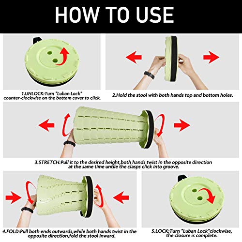 LITARO Folding Stool Portable Camping Stool Compact Stool Retractable Adjustable Seat Stool Lightweight for Picnics Camping Fishing Hiking BBQ Outdoor(Black)