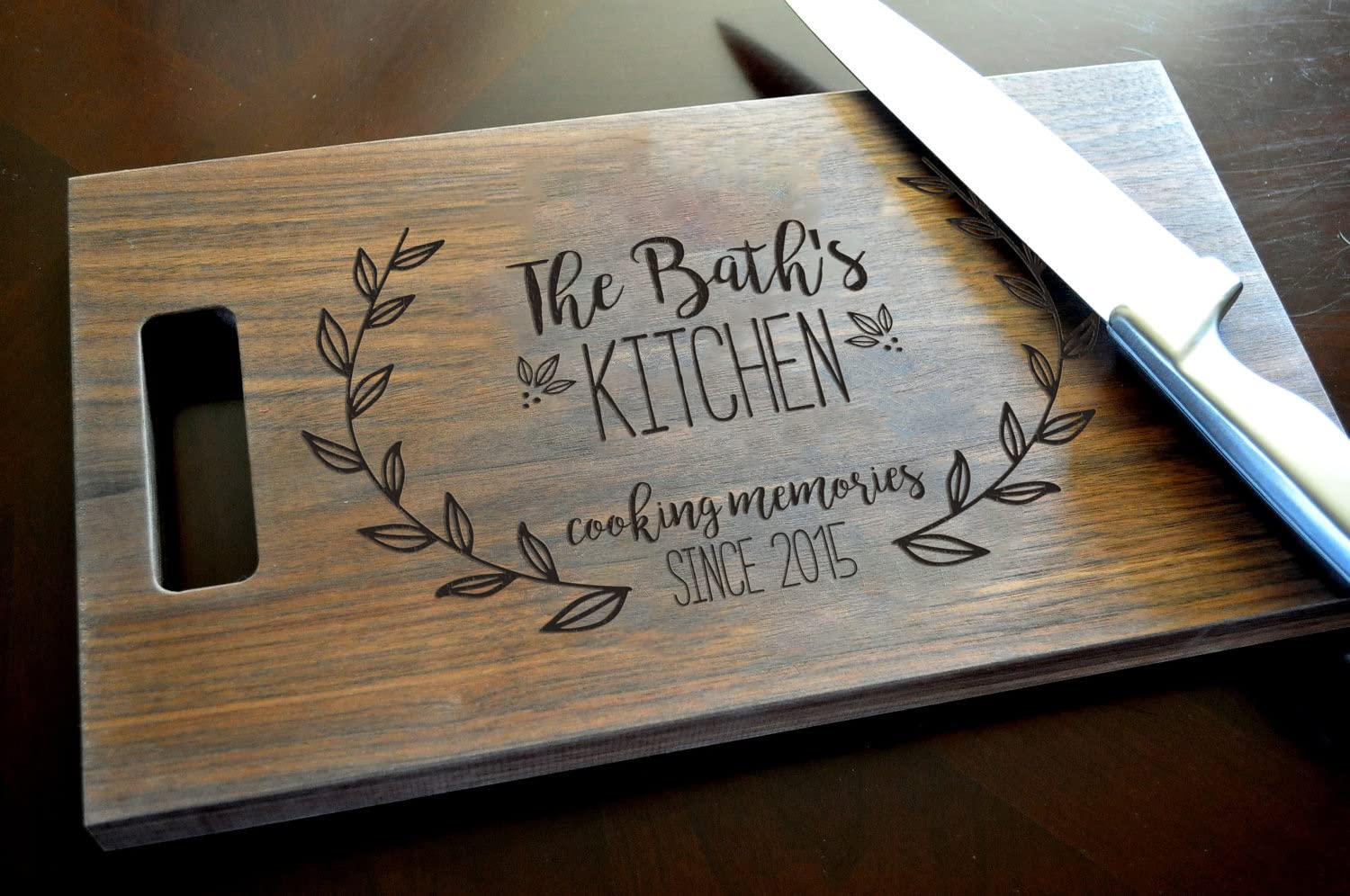 Personalized Wood Cutting Board Engraved with Kitchen Name and Established Date | Perfect Customized Wedding Gifts For Couples Housewarming Gift or Mothers Day Gifts