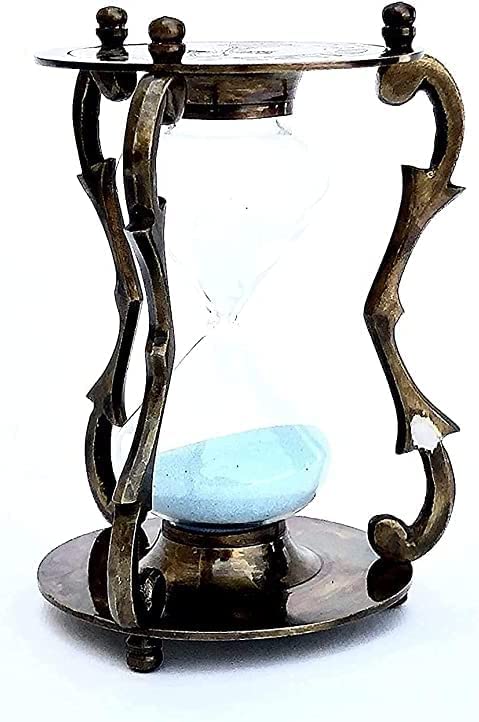 Sand Timer Maritime Antique Brass Sand Timer with Compass Hour Glass for Desk/Table Sand Timer Decorative Item Carrieble Lightweight Ideal for Gift by Handicraft Bulls