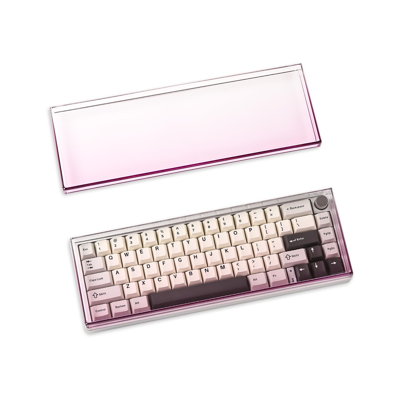 YUNZII Gradient Clear Acrylic Keyboard Cover Protector with Dustproof Waterproof Anti-hit Anti-cat Protective Case for 65%,75% Layout, 84 Key 98 Key Mechanical Keyboard (68-Key Size,Purple)