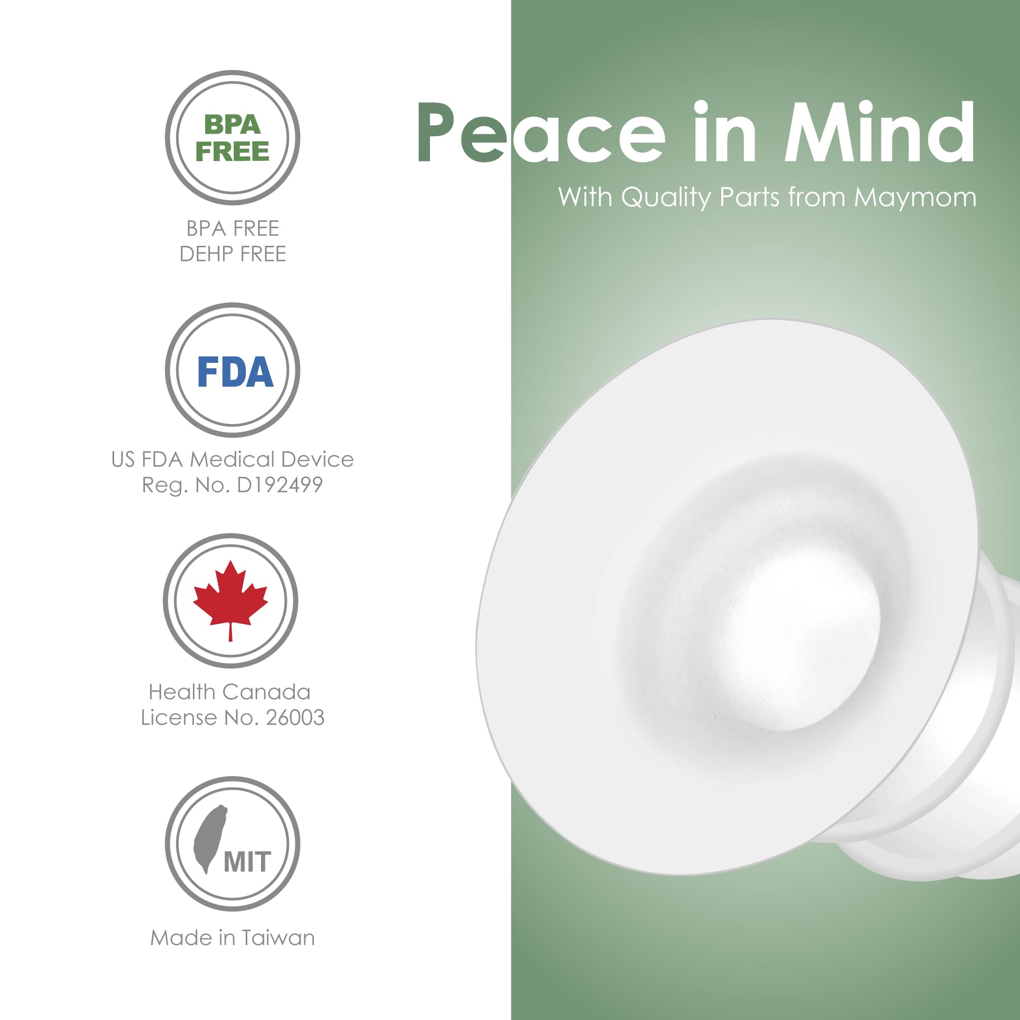 Maymom Flange Inserts 10mm (Long) Compatible with Medela 24mm PersonalFit Shield, Spectra 24mm, Freemie 25mm Cup, Willow 24 mm Cup, Compatible with Momcozy Wearable 24mm Cup (S9, S10, S12); 2pc/pk
