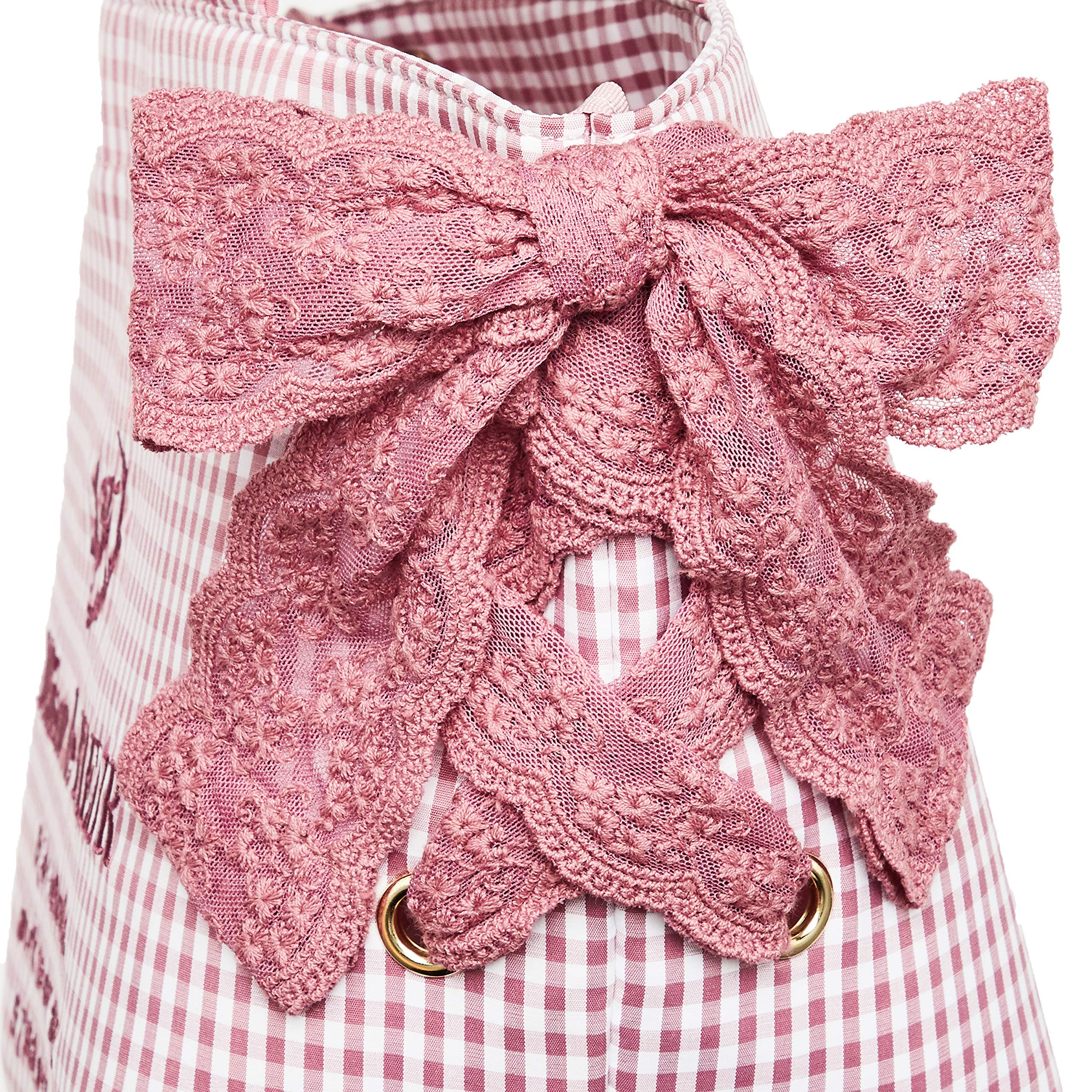 Maison de Fleur 8A11F0J8100 Women's Gingham Plaid Lace Side Ribbon Tote, Pink