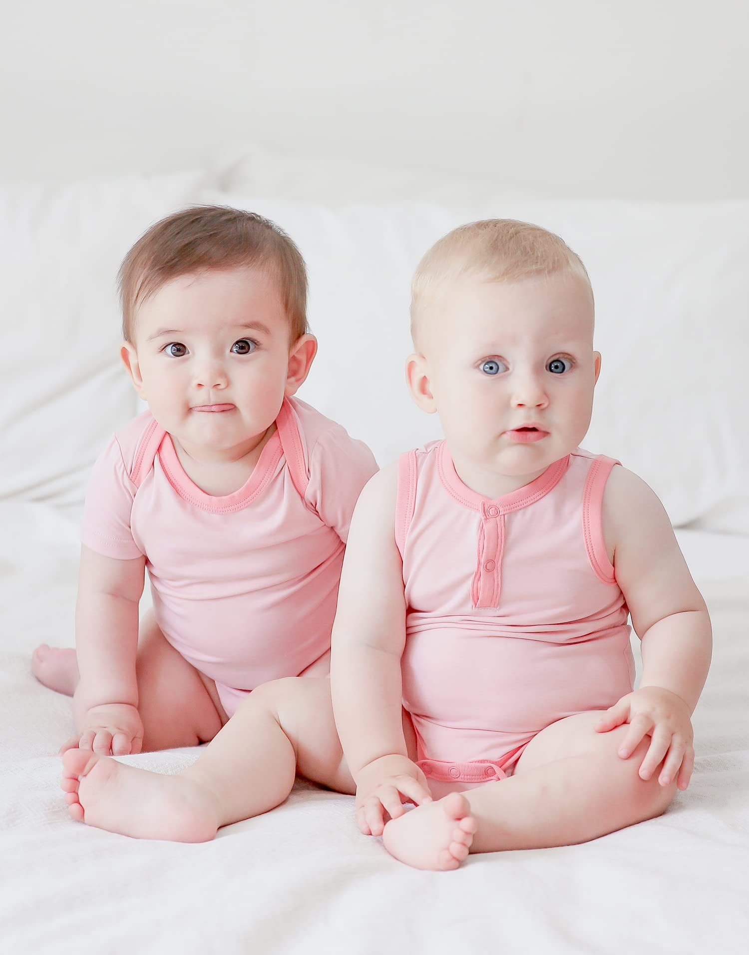 VAENAIT BABY 2-Pack Infant Toddler Summer Bodysuits Set Jelly Berrypink 3-6M