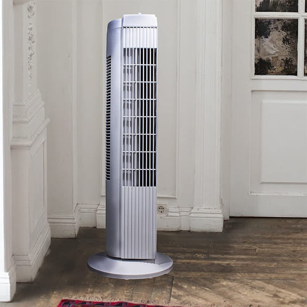 Mainstay FZ10-19MW 28 Inch 3 Speed Compact Oscillating Tower Fan with Auto Shutoff, White (Renewed) (White)