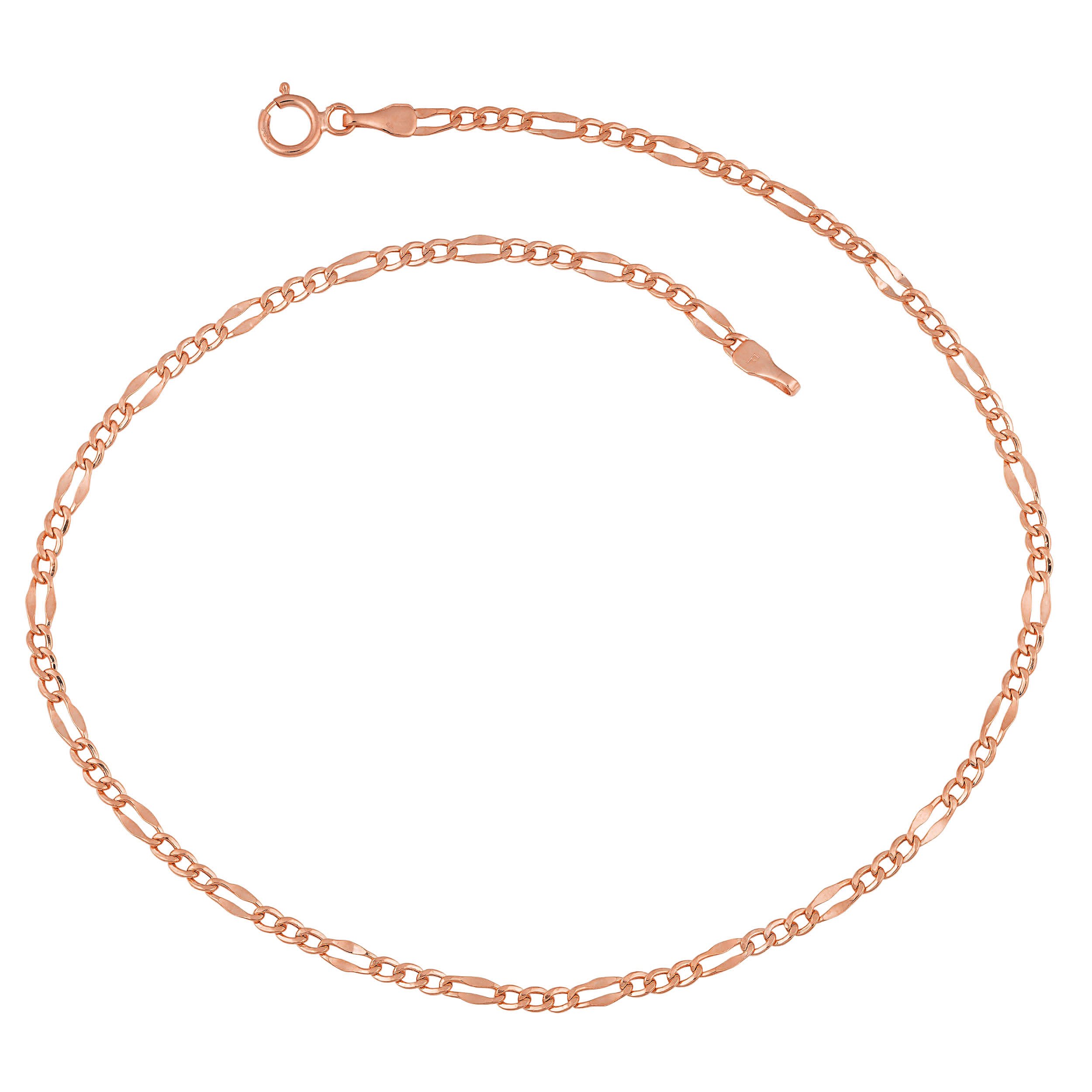 Kooljewelry 14k Rose Gold 2 mm Figaro Link Chain Bracelet (7.5 inch)