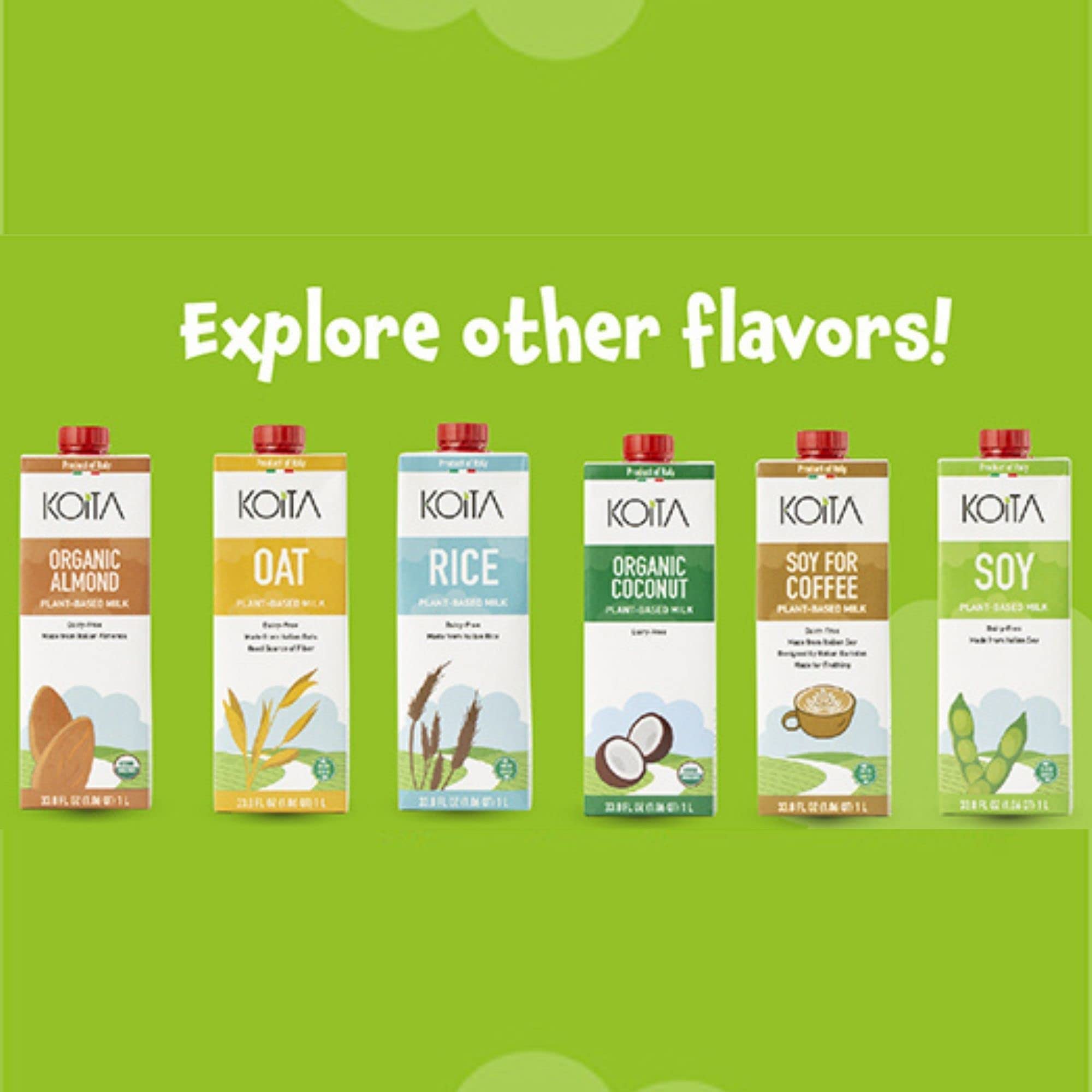 Koita Italian Rice Milk, Non Dairy, Plant-Based, Non GMO, Vegan, Shelf Stable 1L (6-pack)