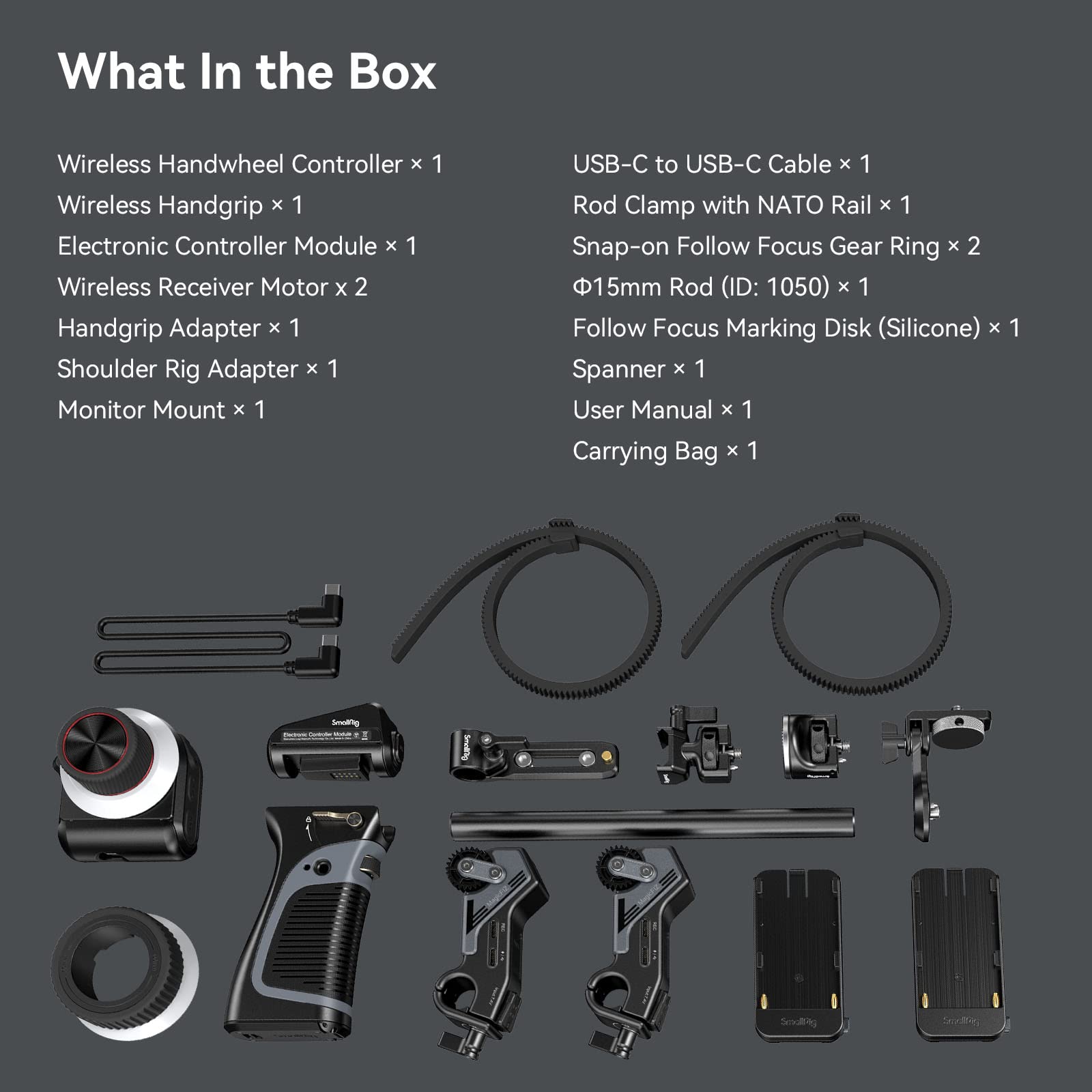 SmallRig MagicFIZ Wireless Follow Focus Two Motor Kit with Handwheel Controller, Wireless Handgrip and Two Receiver Motor, 100m / 328ft Remote Focus Control for DSLR and Cine Lenses - 3918