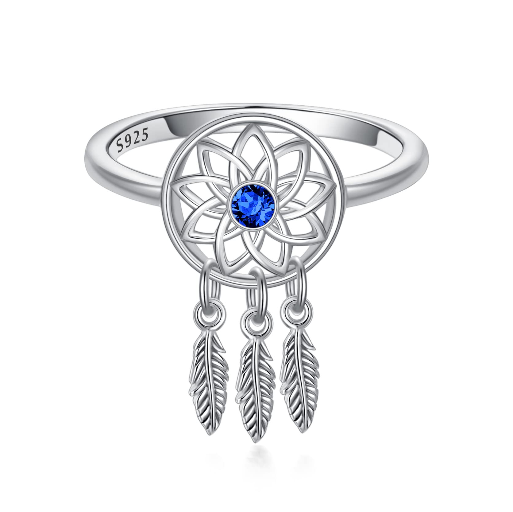 PLATYCO Dream Catcher Ring 925 Sterling Silver Tassel Ring Mother's Day Gift for Women (7)