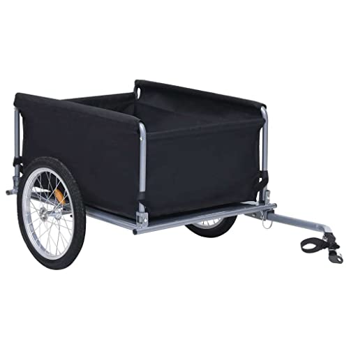 Practical Outdoor Camper Collapsible Folding Wagon Bike Cargo Trailer Black and Red 143.3 lb