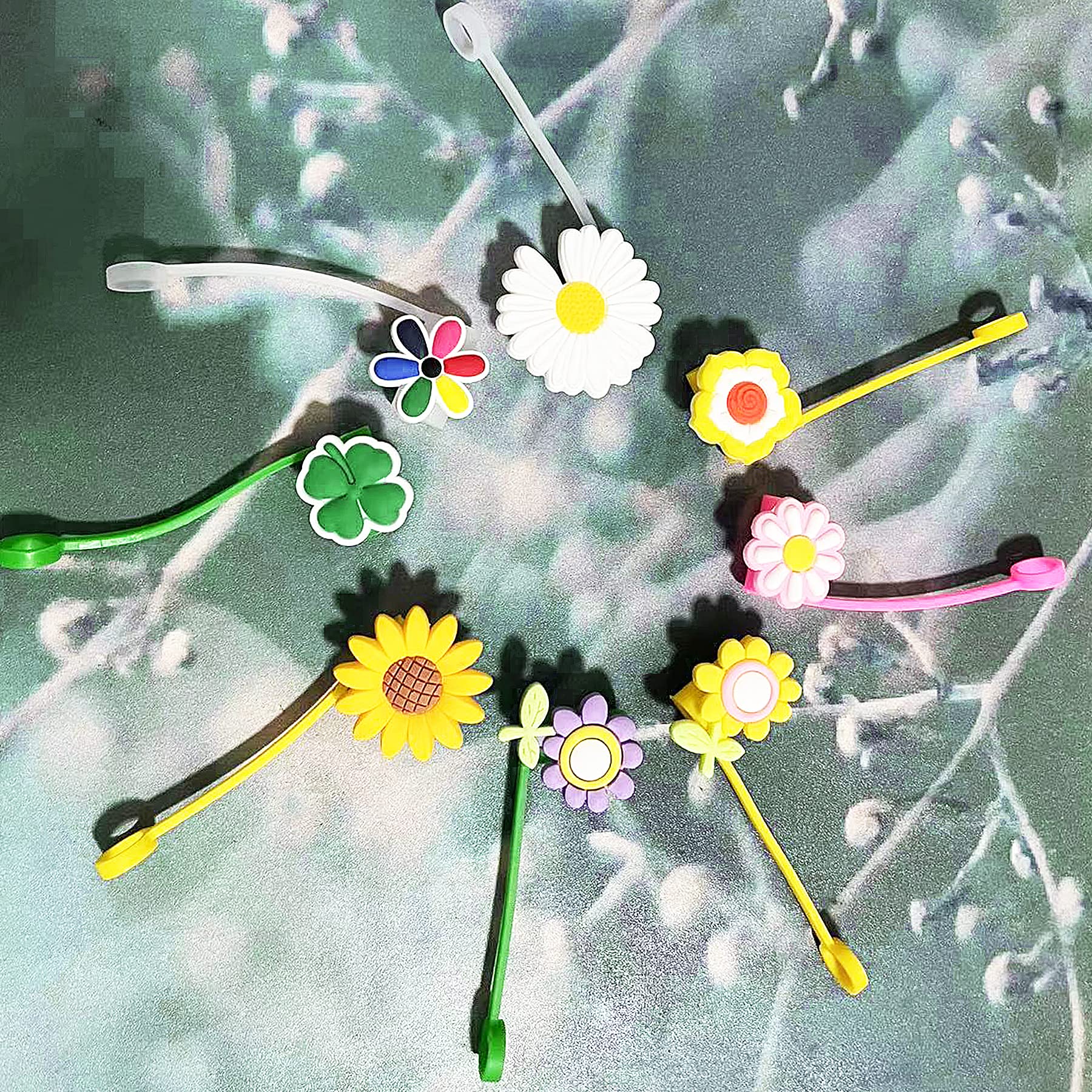 Straw Covers Cap 8pcs Silicone Flowers Straw Cover for Reusable Straws Cute Anti-dust Straw Tips Covers Set,Straw Protector Cover, Reusable Straws Plug for 6-8 Mm(1/4 Inch) Straw Travel Home Outdoor