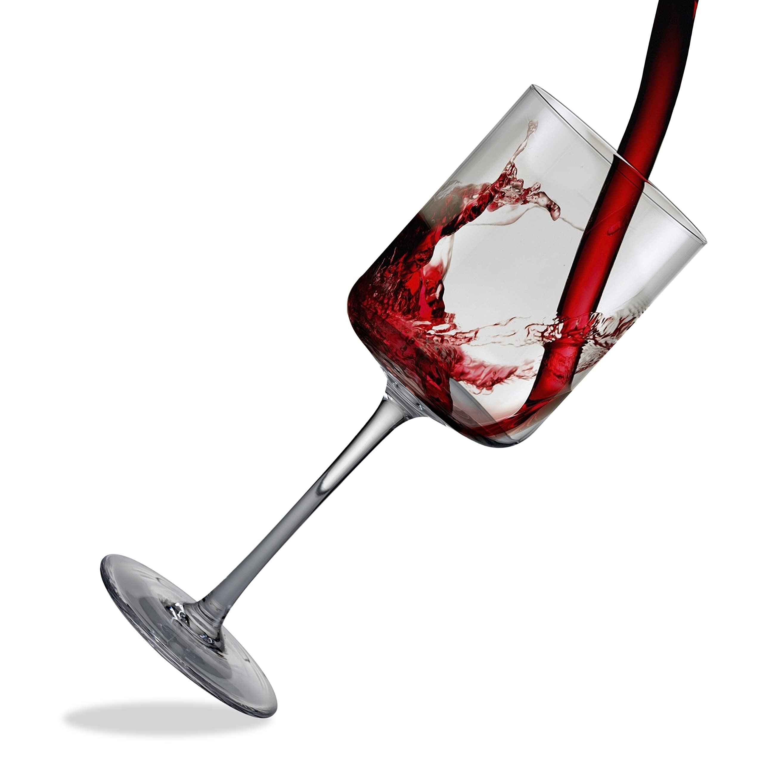 LEMONSODA Luxury Wine Glasses - Elegant Crystal Straight Edge Design - Enjoy Red or White Wine + Cocktails - 450ml (15oz) Lead-Free - Beautiful Gift (Set of 4)