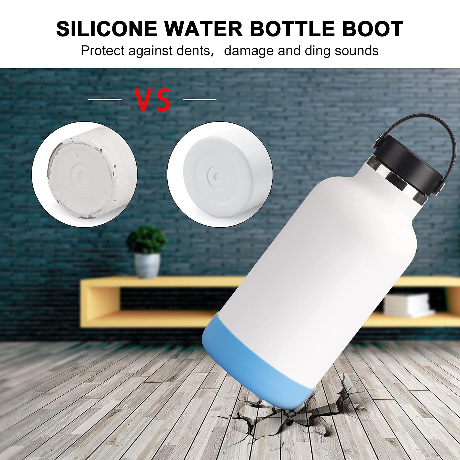 M-A Protective Silicone Boot for Hydro Flask 32 oz 40 oz 64 oz, Sports Water Bottle Accessories Anti-Slip Bottom Sleeve Cover, BPA Free (Black)