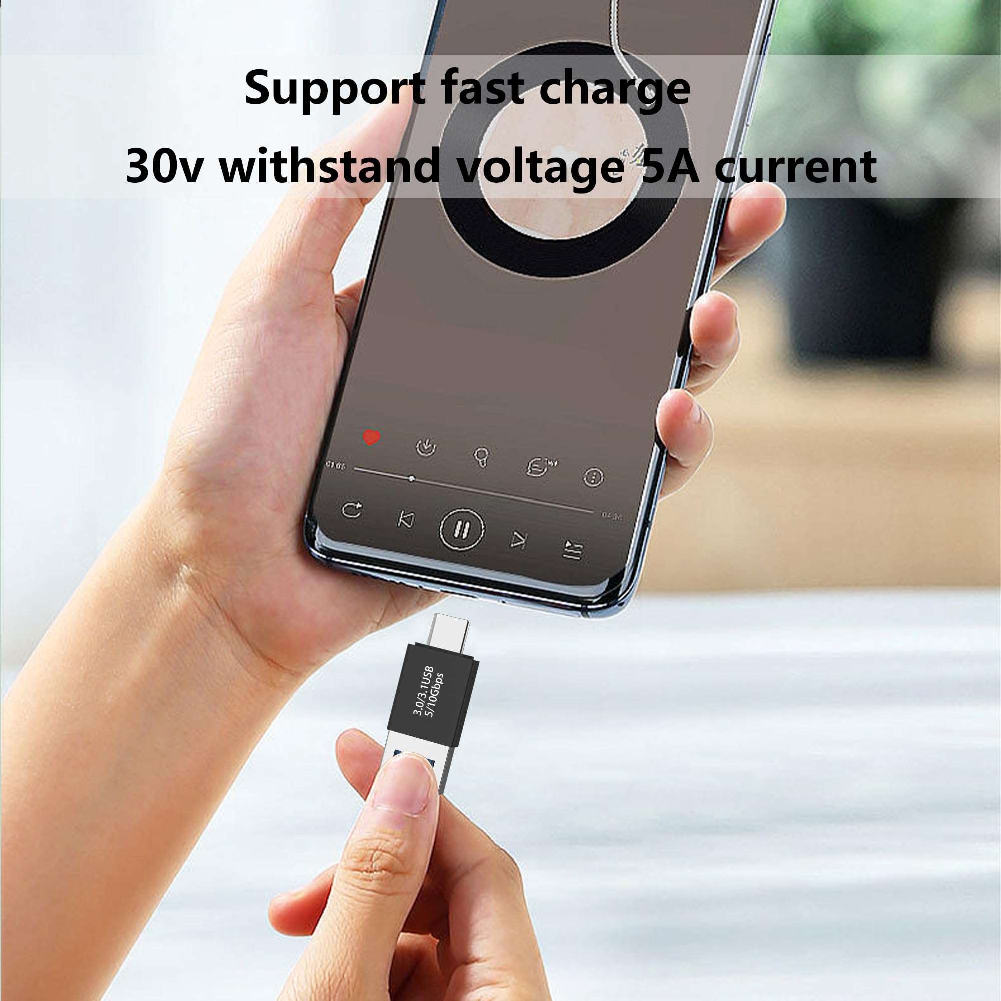 VAKS USB C to USB 3.0 Adapter (4 Pack), Type C Male to USB 3.0 Male Converter, Compatible with Mobile Phones, Computers, Notebook Computers (Black-1)