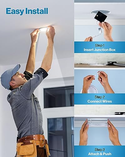 Sunco 12 Pack 4 Inch Ultra Thin LED Recessed Ceiling Lights Slim, 5000K Daylight, Dimmable, 10W=60W, Wafer Thin, Canless with Junction Box - Energy Star
