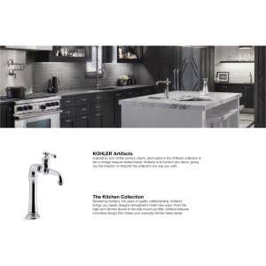 KOHLER K-99268-VS Artifacts Gentleman's Bar Sink Faucet, Vibrant Stainless, Single Handle, Prep Faucet, Secondary Faucet, Single Hole Installation, Entertainment Faucet