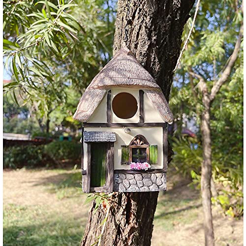 SUQEFAN Resin Bird House,Water Proof,Sun-Proof,Gifts for Bird Lovers,Garden Decorations,Gardening Gifts
