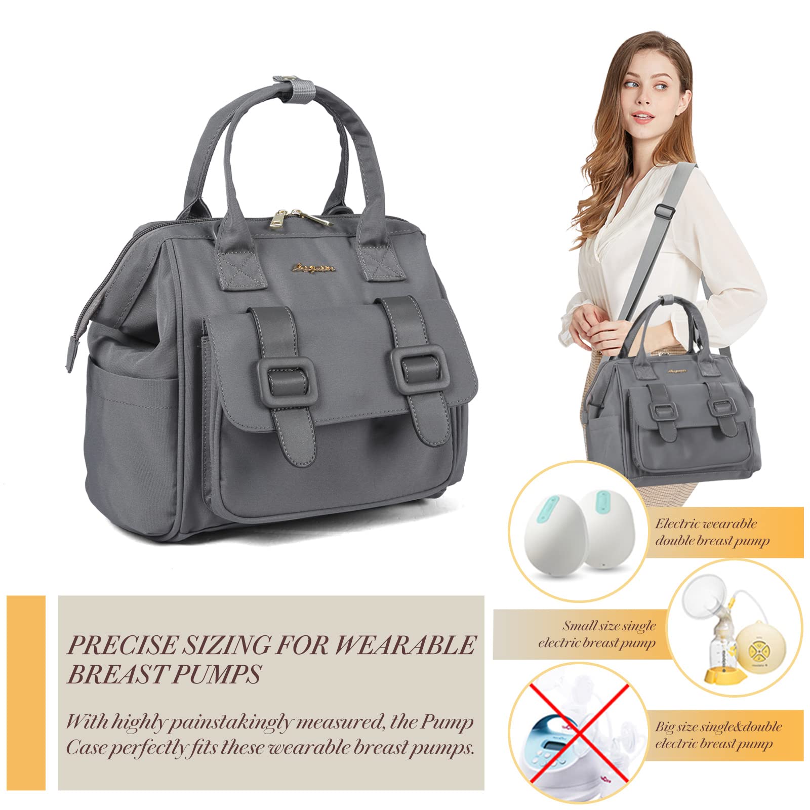 Wearable Breast Pump Bag Compatible with Wireless Breast Pump, Mini Diaper Bag for Handless Electric Breast Pump and Breast Pumping Bags for Working Mom
