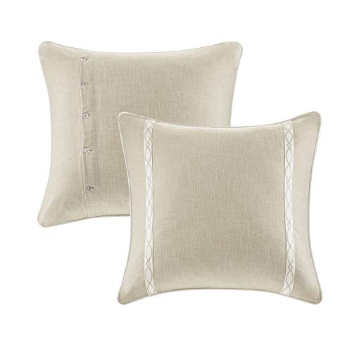 Madison Park Cozy Comforter Set-Luxurious Bedding Style Combo Filled Insert, Removable Duvet Cover. Matching Shams, Decorative Pillows, Queen(92"x96"), Geometric Neutral 8 Piece
