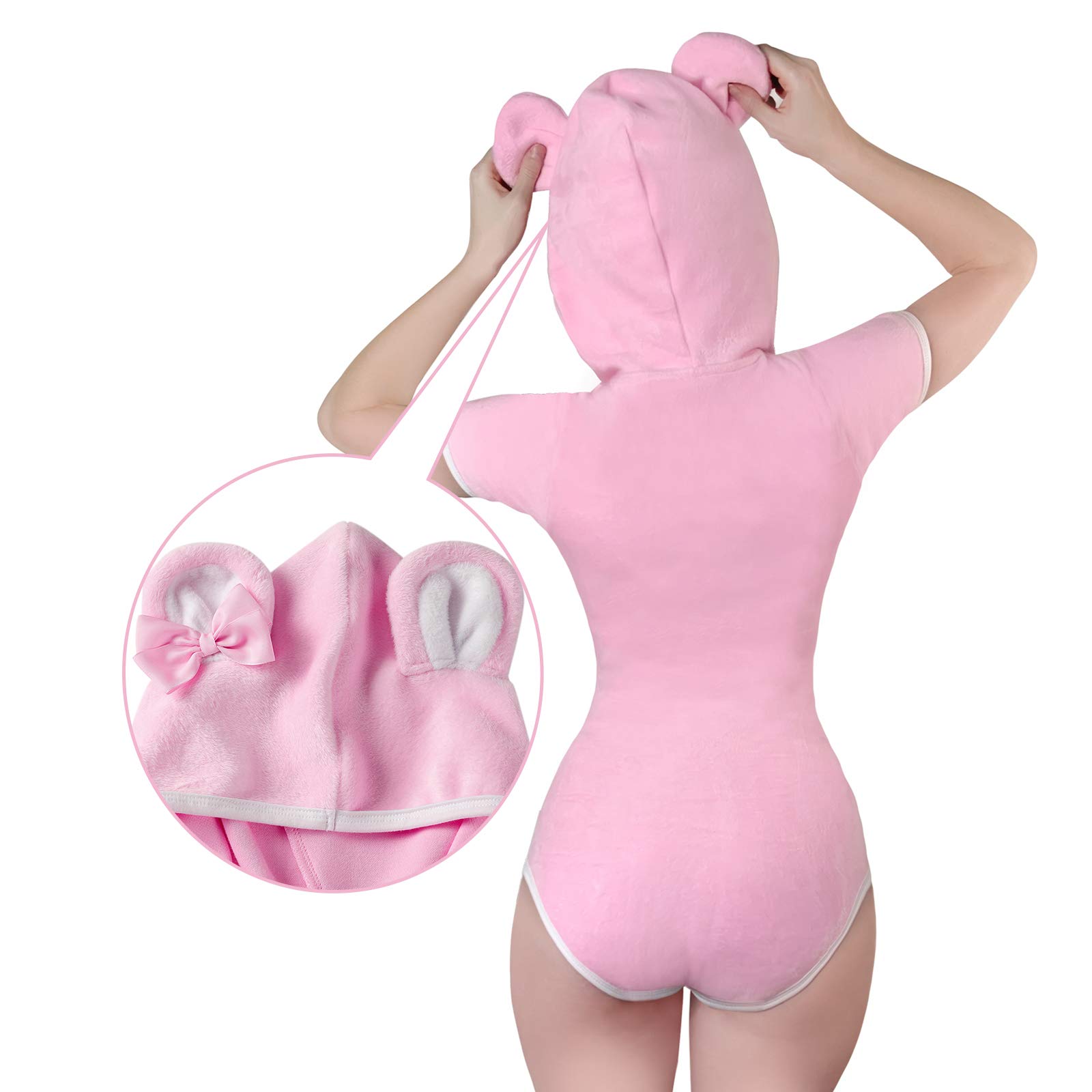 Littleforbig Cotton Onesie Pajamas Bodysuit – Teddy Bear Onesie Pink 4XL