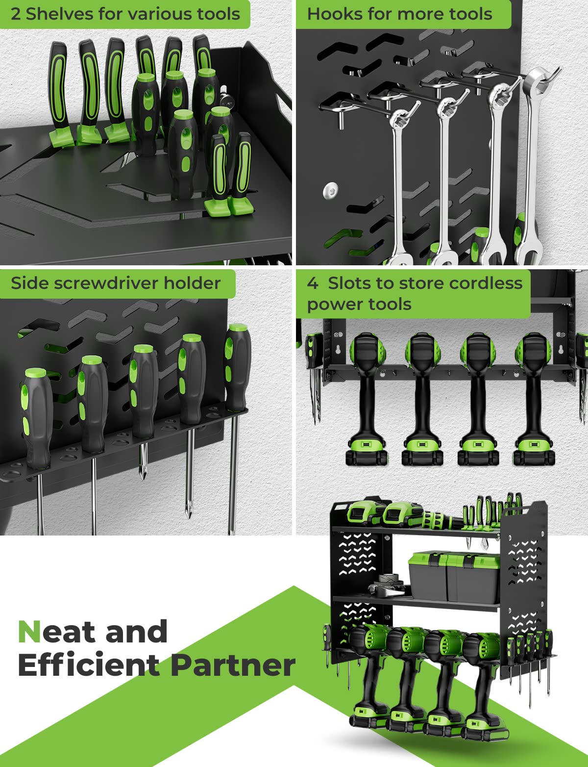 yamagahome Power Tool Organizer, Heavy Duty Drill Holder Wall Mounted, Garage Tool Organizers and Storage Rack