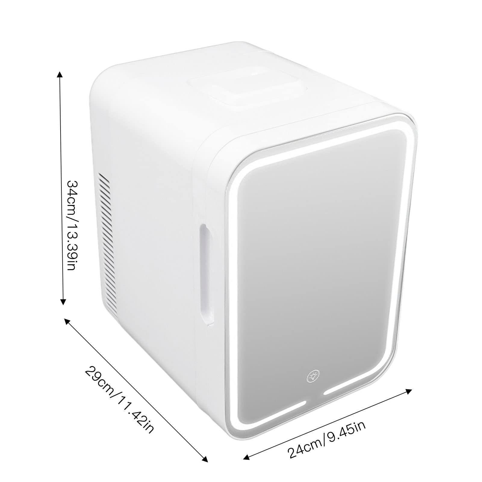 Mini Beauty Fridge, 10 Liters Beverage Refrigerator, Portable Beauty Freezer for Skincare, Breast Milk, Snacks, Medications and Beverage, Cooling and Heating, Mirrored Door