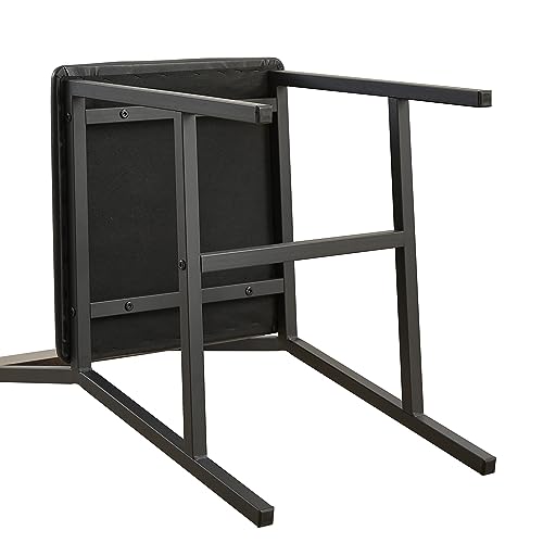 Livavege Industrial Table 4, 3-Pieces Kitchen & Dining Room Sets with 2 Benches for Small Space Dinette, Metal Frame and Wood Board, Ideal for Home Breakfast Nook, 3-pcs, Rustic Brown