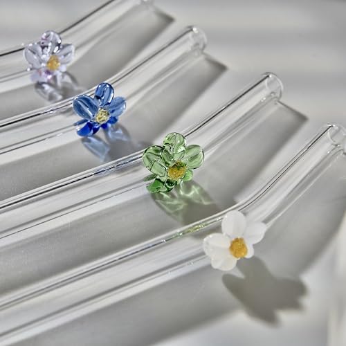 Reusable Glass Straws | 8.2'' X 8mm with Cleaning Brush | Perfect for Smoothies, Milkshakes, Juices ,Teas and Other Cold/Hot Beverages