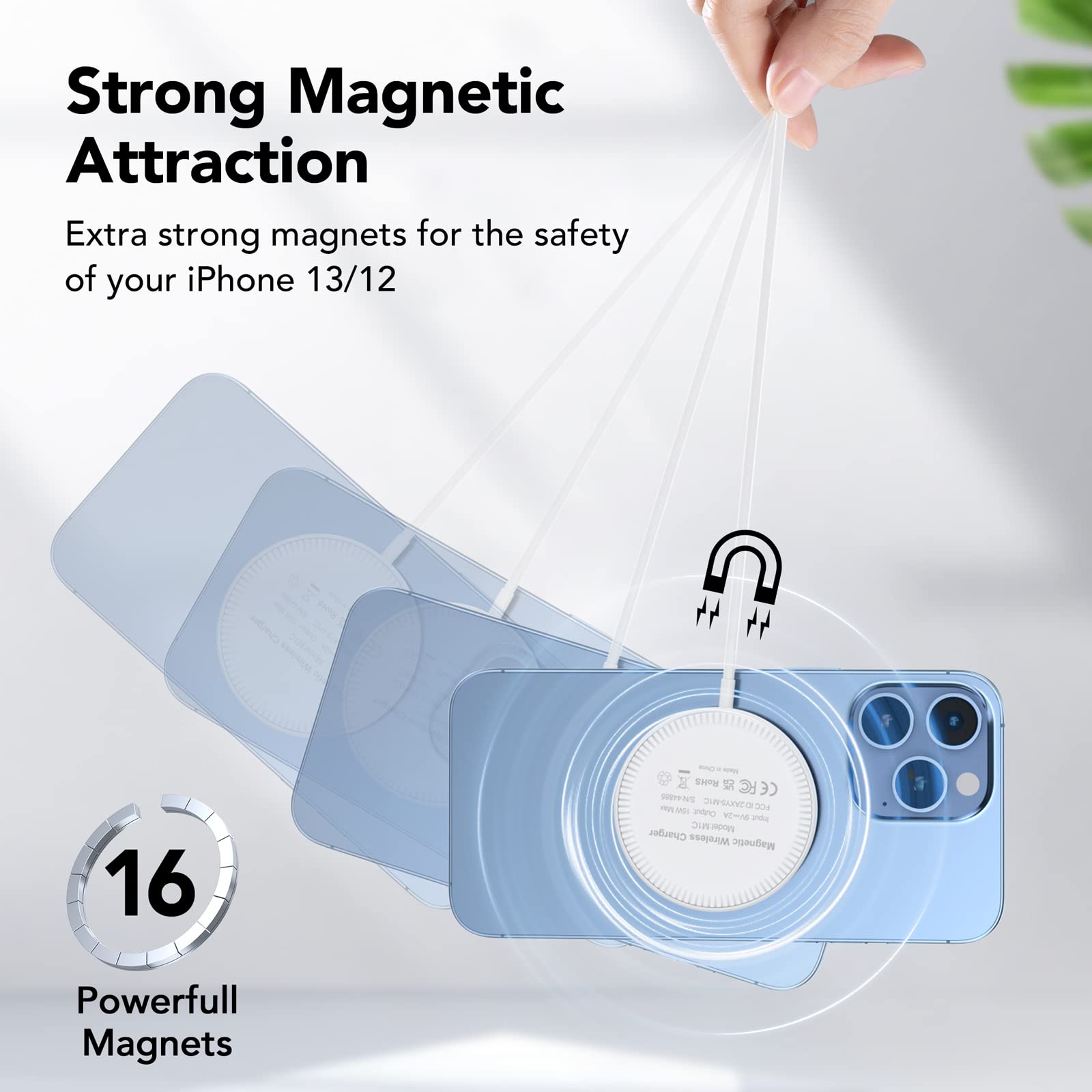 Magnetic Wireless Charger - 2 Pack Mag Safe Magnet Charging Compatible with iPhone 14/14 pro/14 plus/14 pro max/ 13/13 pro/13 pro max/12 pro max, Charger for AirPods 3/2/Pro with 2 USB C Adapter.
