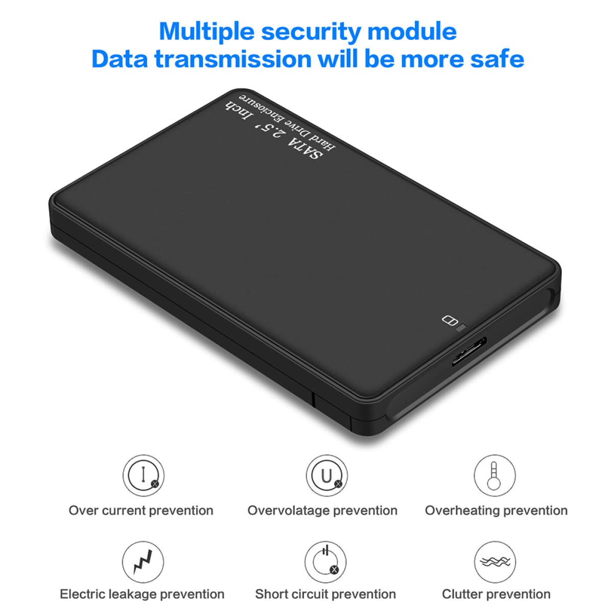 SOLUSTRE Enclosure Case 2pcs HDD/ssd Disk Portable External Enclosure Tb . for USB Hard Micro Tool-Free to -.mm up Inch B USB Hard Drive HDD