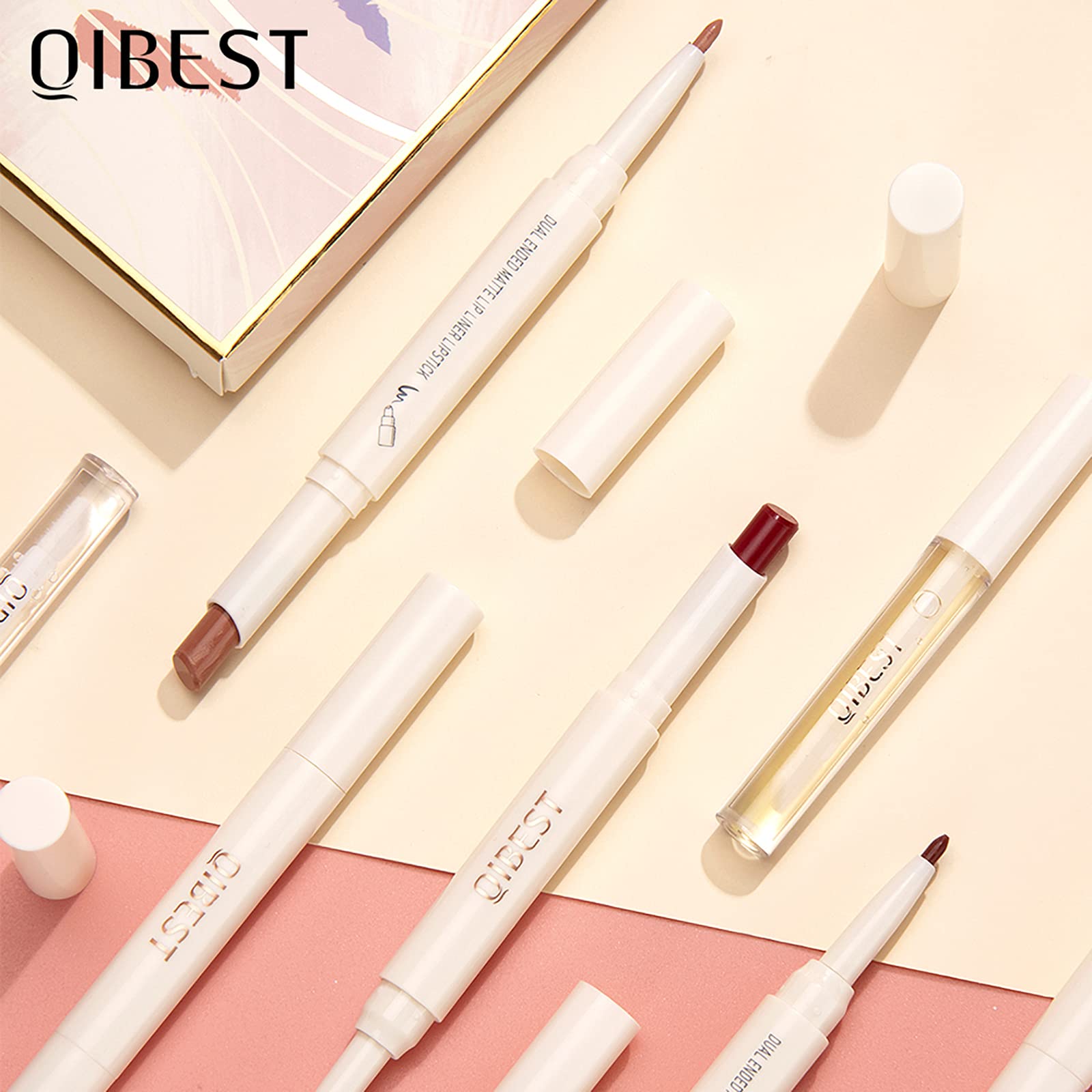 Skynest 8Pcs Matte Lipstick and Lip Liner Pens + 2Pcs Lip Oil Set, One Step Lips Makeup Kits Waterproof High Pigmented Lip Gloss Make up Gift Set