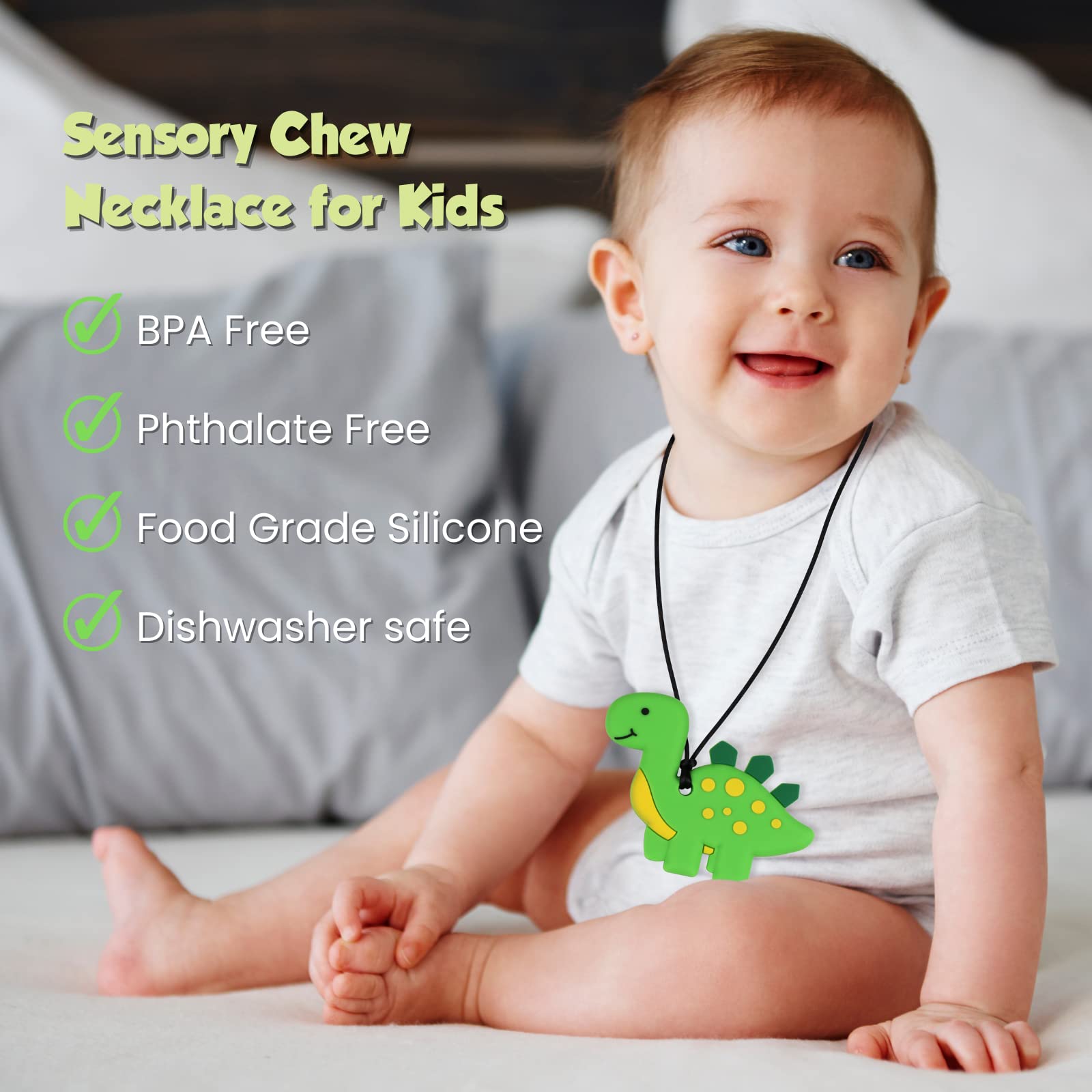 Silicone Chewable Teether Necklace, Sensory Oral Motor Chew Tool for Aggressive Chewer (6PACK)