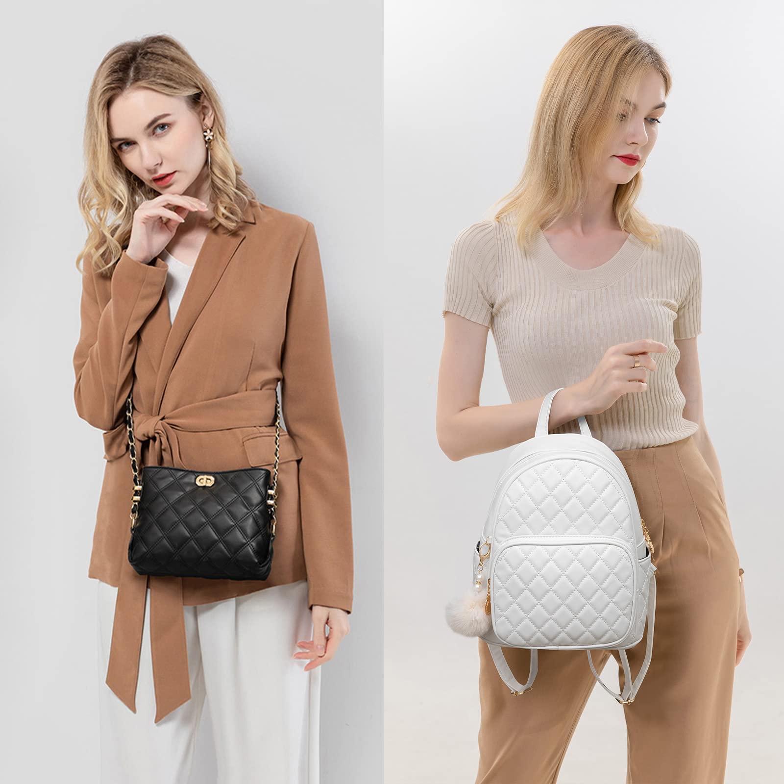 Small Crossbody Bags for Women Purses & Mini Backpack for Women with Cute Pompom
