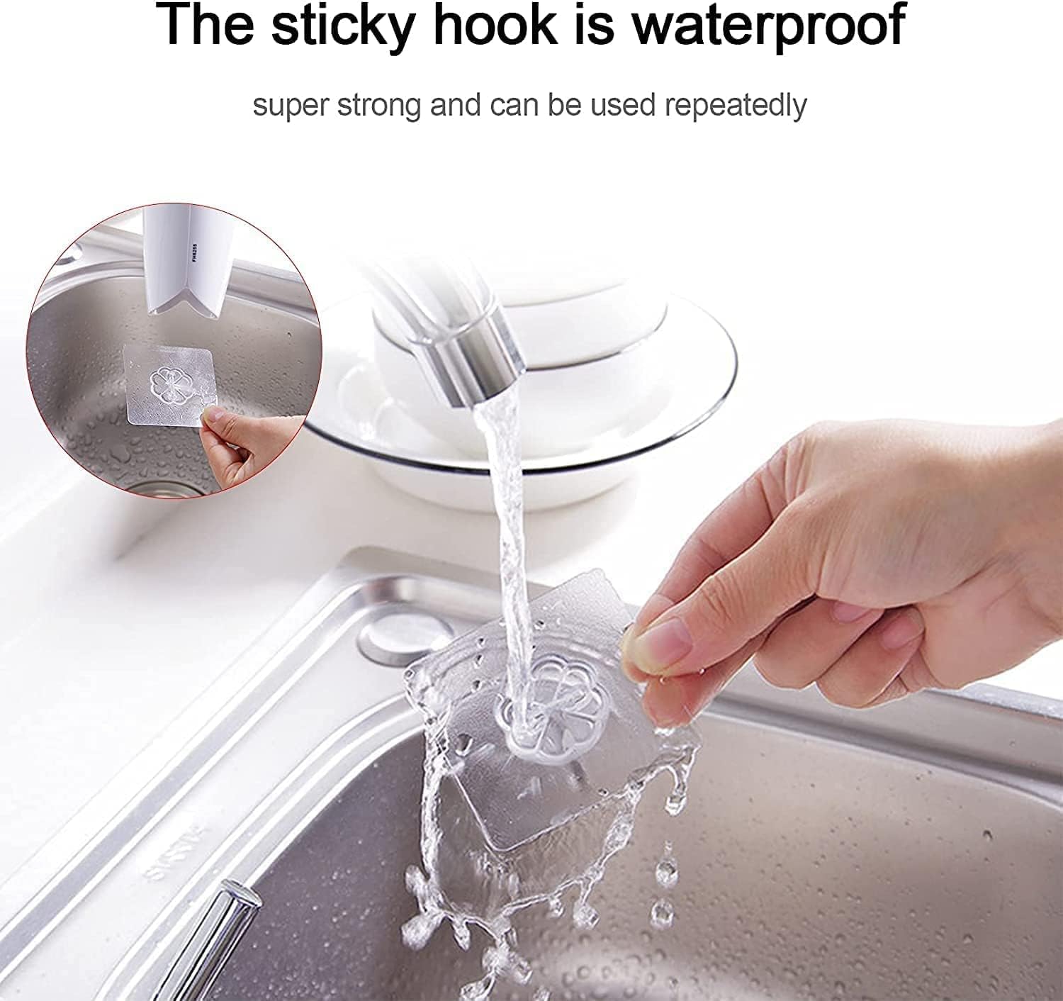 Zimokit 20 Pack Wall Hooks, Clear Sticky Wall Hooks, Seamless Hooks, Heavy Duty Adhesive Hooks, Reusable, Hanging Adhesive Hooks for Kitchen, Bathroom, Shower Room