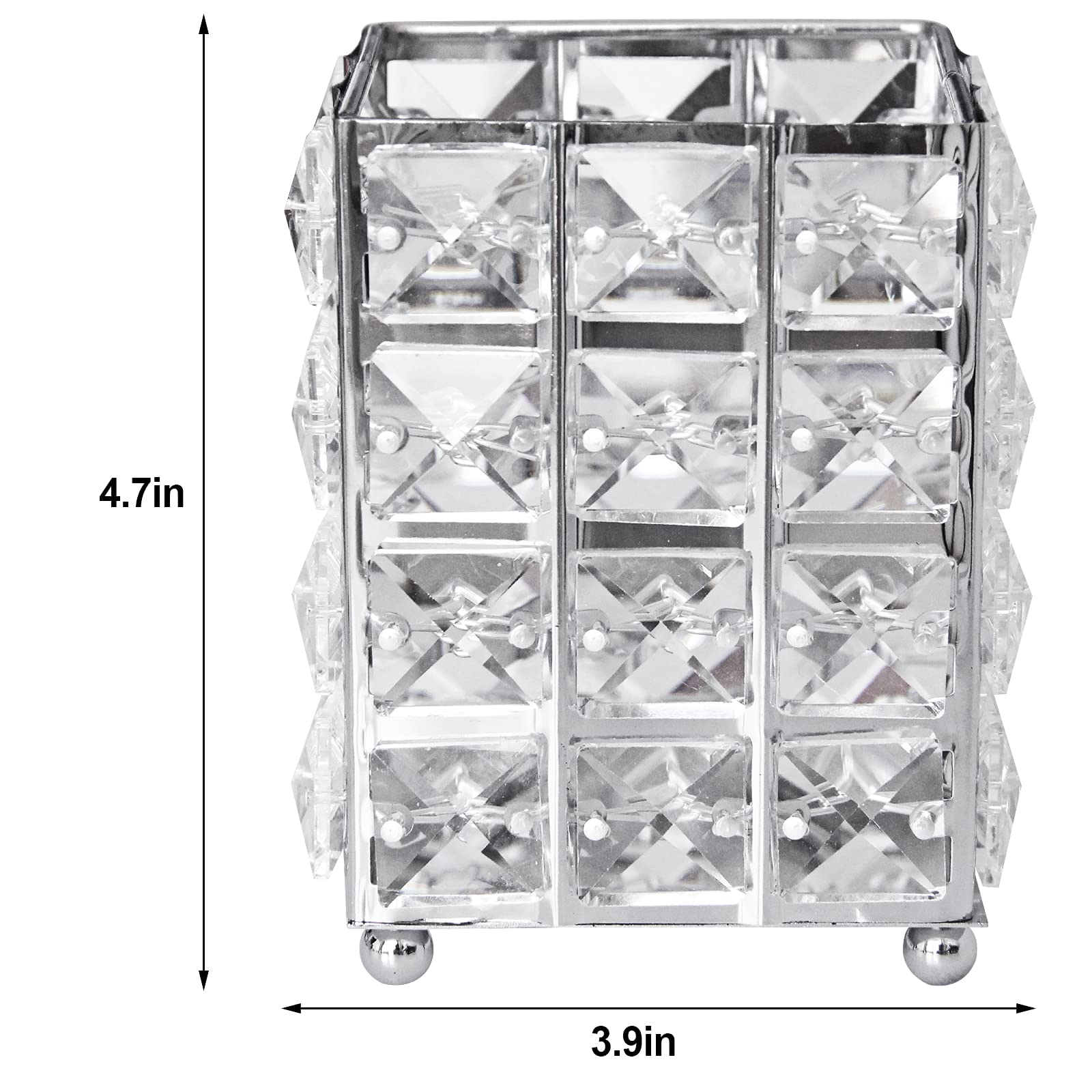 Miaowater Makeup Brush Holder Organizer Cosmetic Brushes Storage Eyeliners Eyebrow Pencil Container Cup (Silver Square)