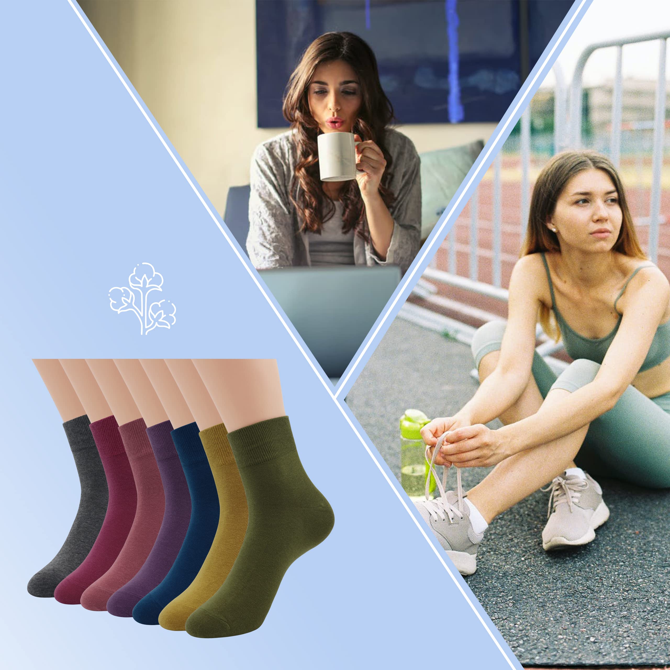 SIPCOLOR Womens Cotton Ankle Height Quater Socks Colorful Socks Casual Crew Soft Breathable 7 Pairs (as1, alpha, l, regular, regular, Multicolor2)