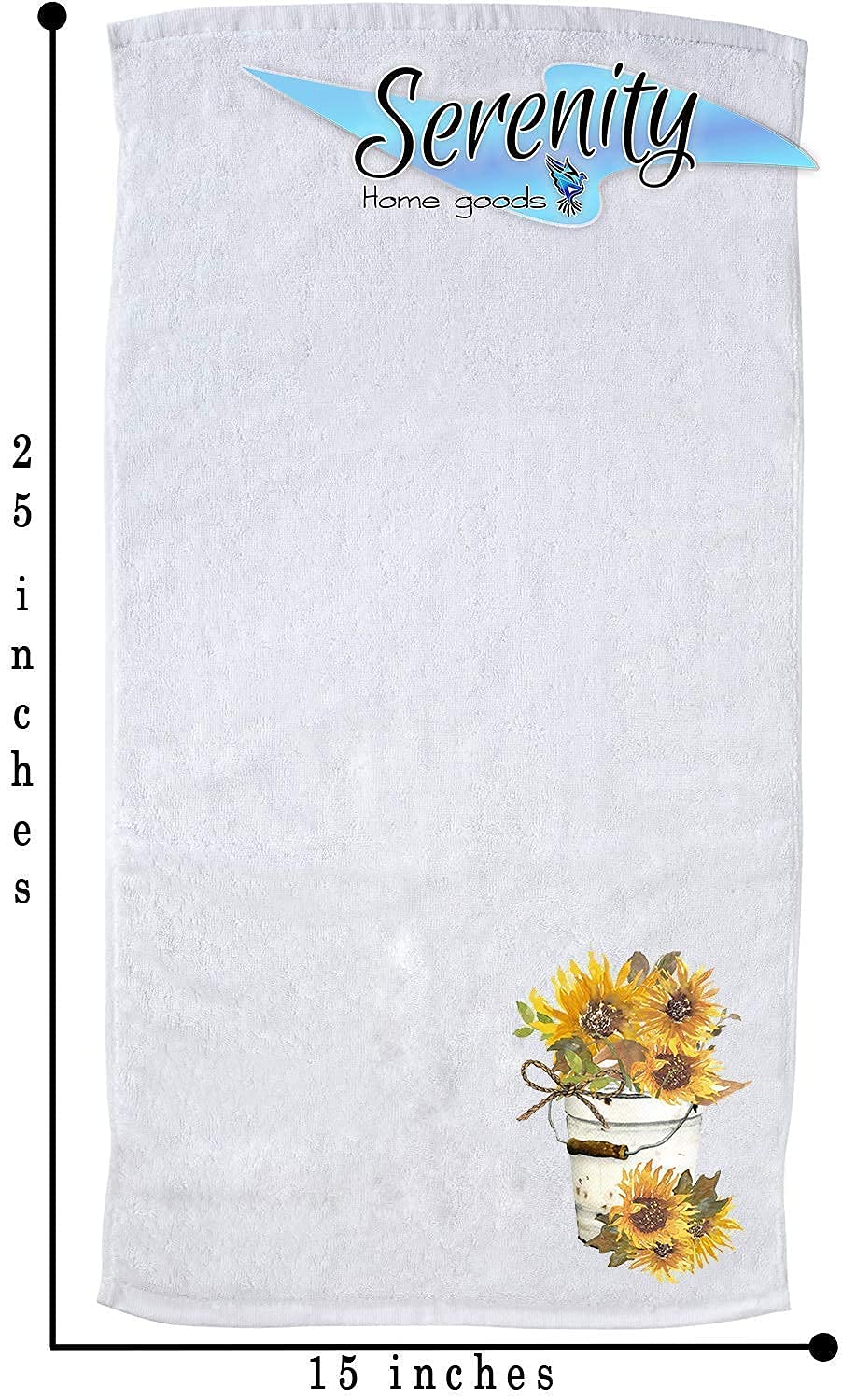 Sunflower Pail Decorative Kitchen and Bath Hand Towels | Rustic Tea Rag | Autumn Summer Fall Winter Decor | White Towel Home Holiday Decorations | XMAS Wedding Gift