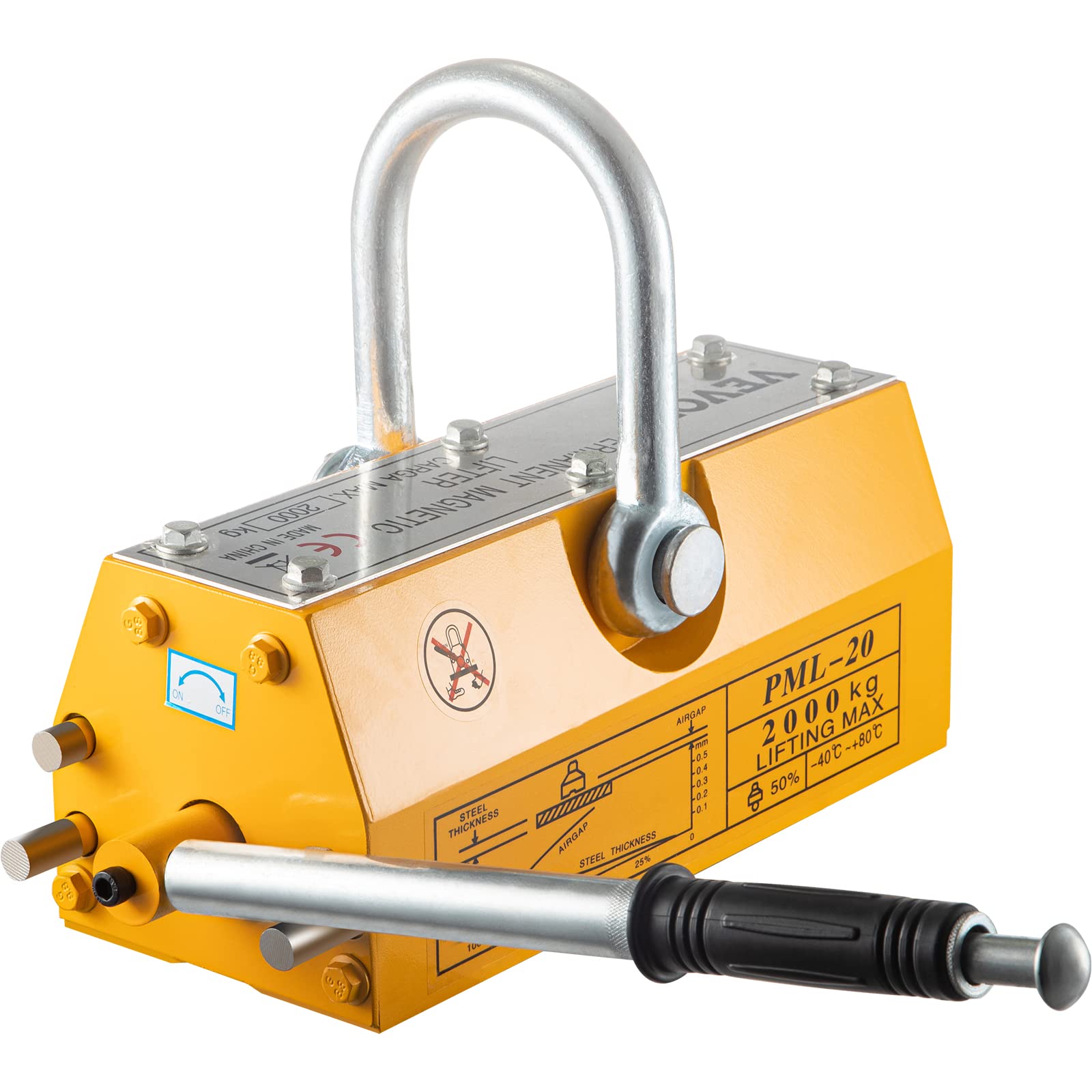 Mophorn Lifting Magnet with Release,4400 Lbs Pulling Force - Steel Magnetic Lifter,Neodymium - Permanent Lift Magnets,Heavy Duty - for Hoist, Shop Crane, Block, Board