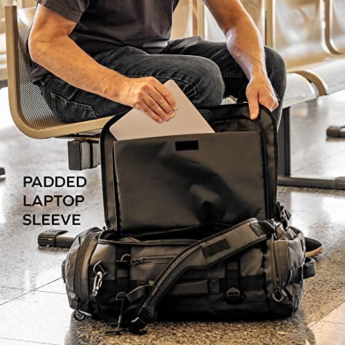 KORDIZ Travel Backpack - Carryall Travel Duffel Backpack - Bag Includes Backpack Straps and Laptop Sleeve (Black, 40L)