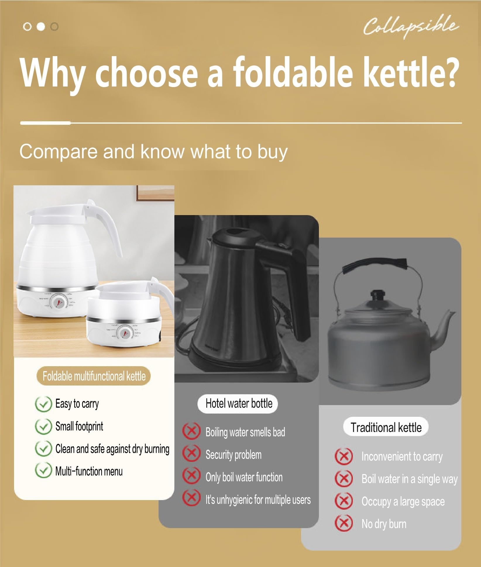 Large Capacity Temperature Adjustable Travel Kettle,Travel Foldable Electric Kettle,Collapsible Food Grade Silicone Small Kettle,Boiling water for Tea Coffee Nodle(1200ml,110V,1200W,US Plug) (Blue)