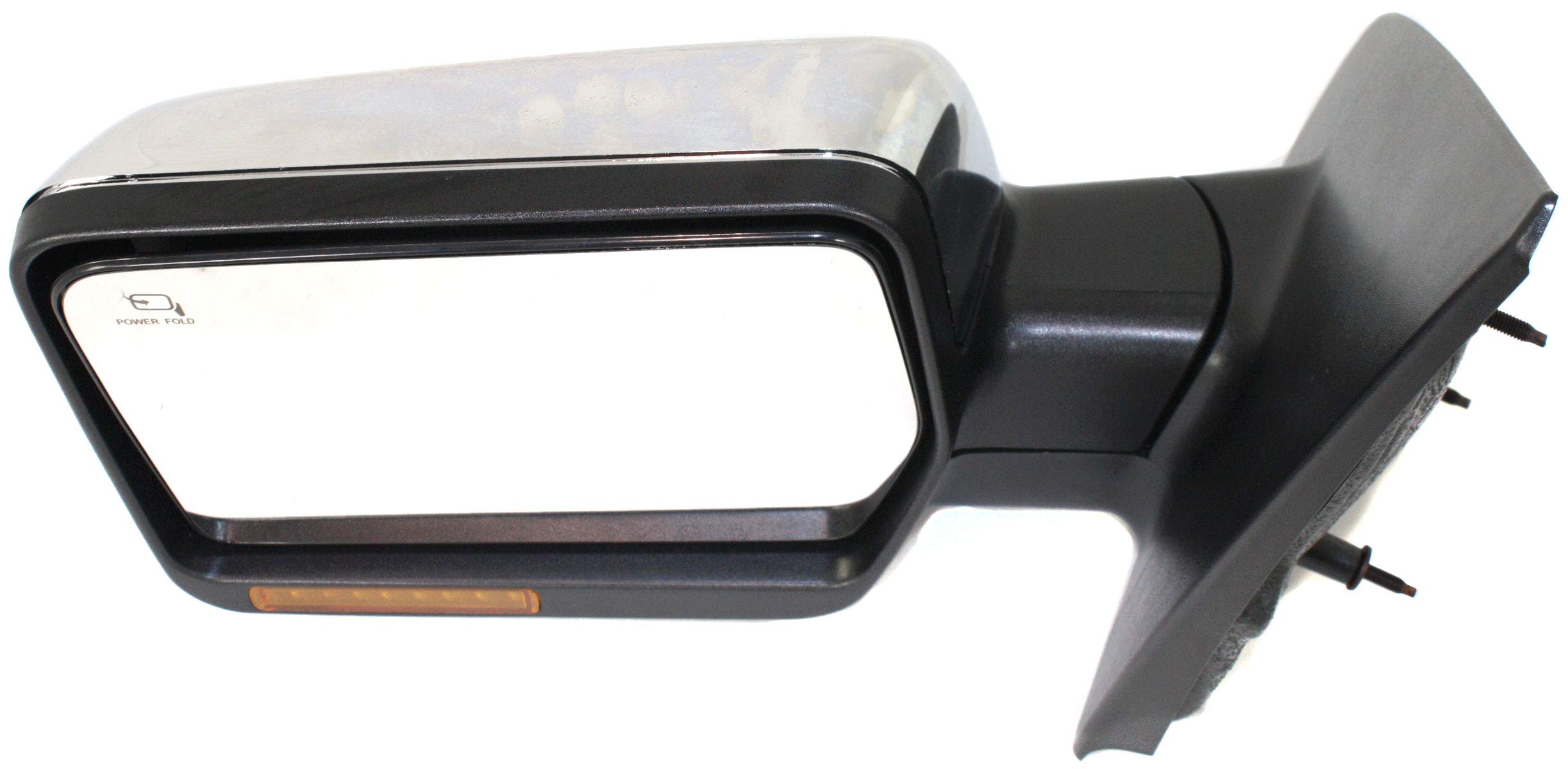 Kool Vue Left Power Heated Door Mirror Compatible With Ford F-150 2007-2008 Power Fold With Signal Light, Memory & Puddle Lamp Chrome