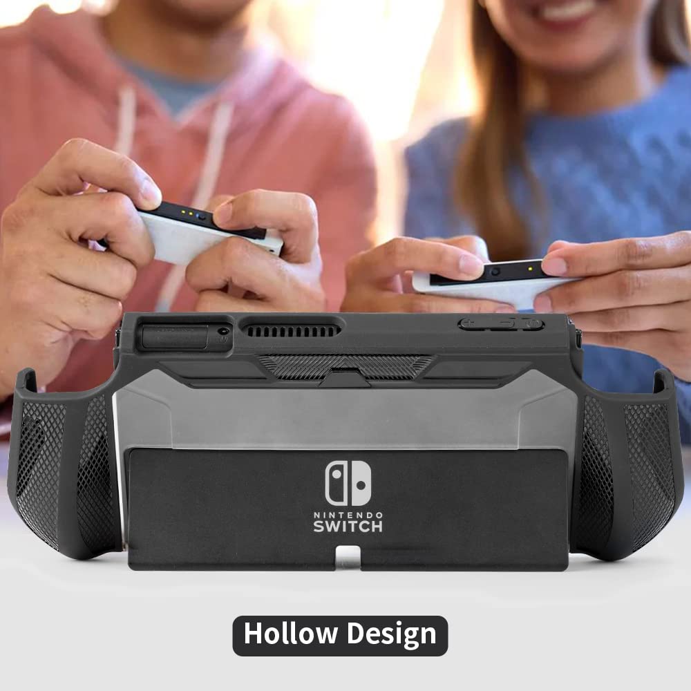 Mviioe Case for Nintendo Switch OLED 2021, Switch OLED Protective Case Dockable with TPU Grip Compatible with Nintendo Switch OLED 7 Inch Console and Joy-Con Controller (Black)