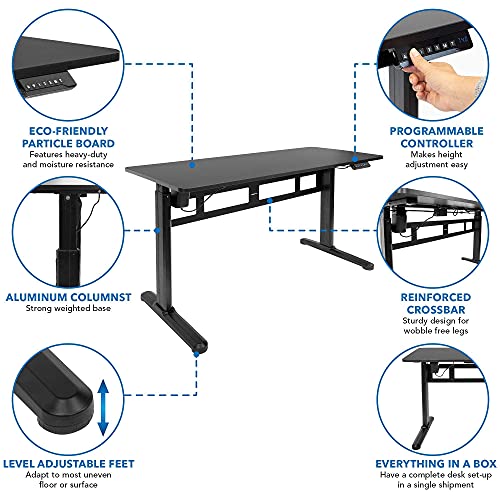 Mount-It! Electric Standing Desk [55.1" x 23.6"] Memory Control Panel, Adjustable Tabletop, Clamp Keyboard Tray, and Anti Fatigue Floor Mat | Rubberized Gel Foam, Bundle of 3