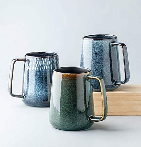 Large Ceramics Coffee Mugs,24 OZ,Large Handle Design,Extra Large Tea and Coffee Cup for Office and Home,Microwave And Dishwasher Safe(Color:24 oz blue)