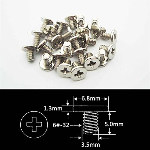 WSF-jietou, 25pcs Silvery Phillips Flat Round Wafer Head Screw Bolt 6#-32 * 5mm for PC Case Hard Drive HDD Power Supply PSU Mount DIY Computer F