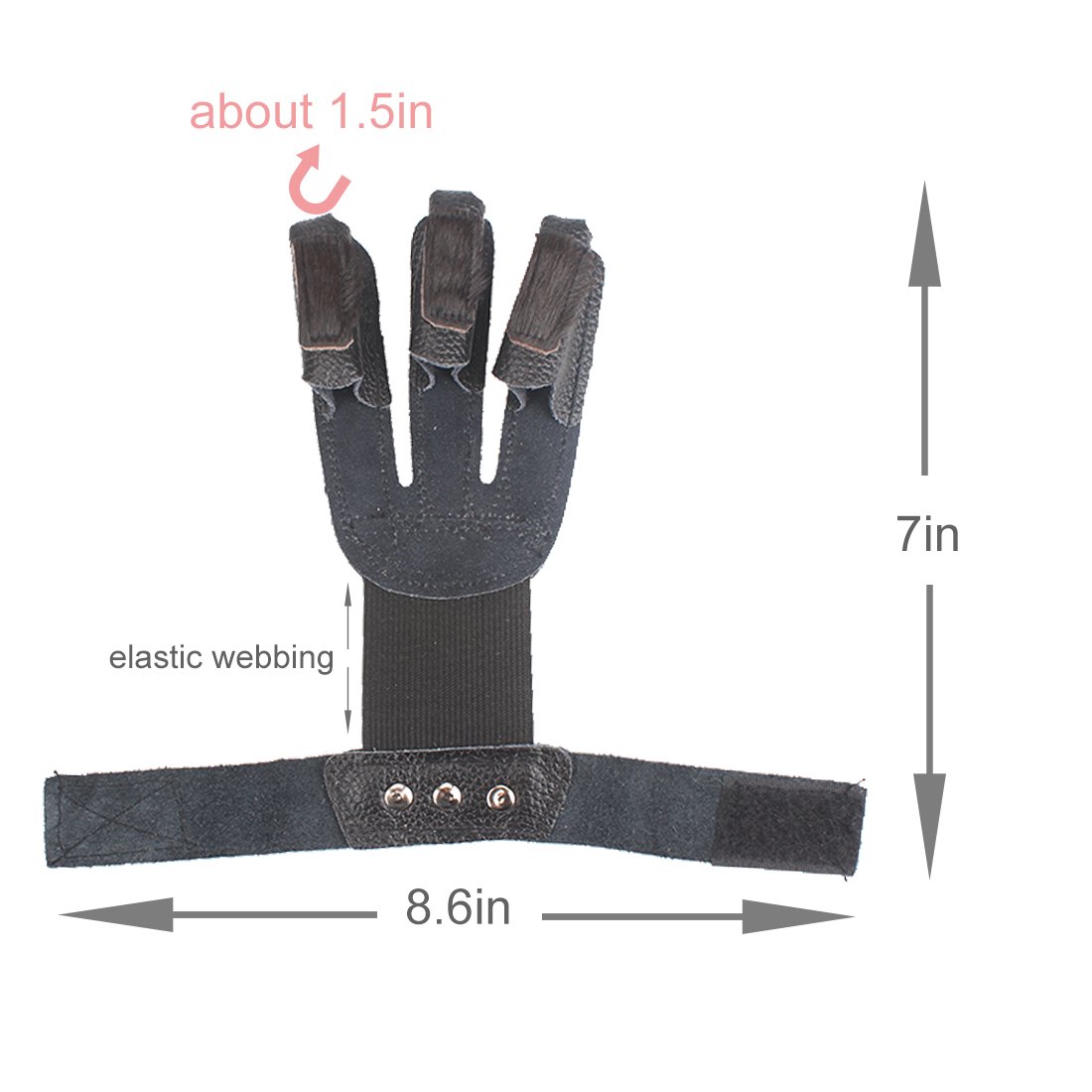 KRATARC Adult Youth Archery Leather Gloves Finge Arrow Bow Archery Accessories (Black-Youth Size)
