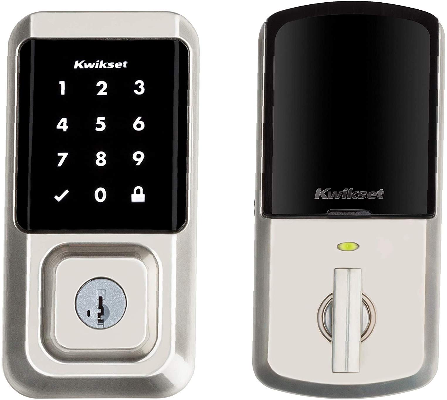 Kwikset 99390-001 Halo Wi-Fi Smart Lock Keyless Entry Electronic Touchscreen Deadbolt Featuring SmartKey Security, Satin Nickel - 2 Pack