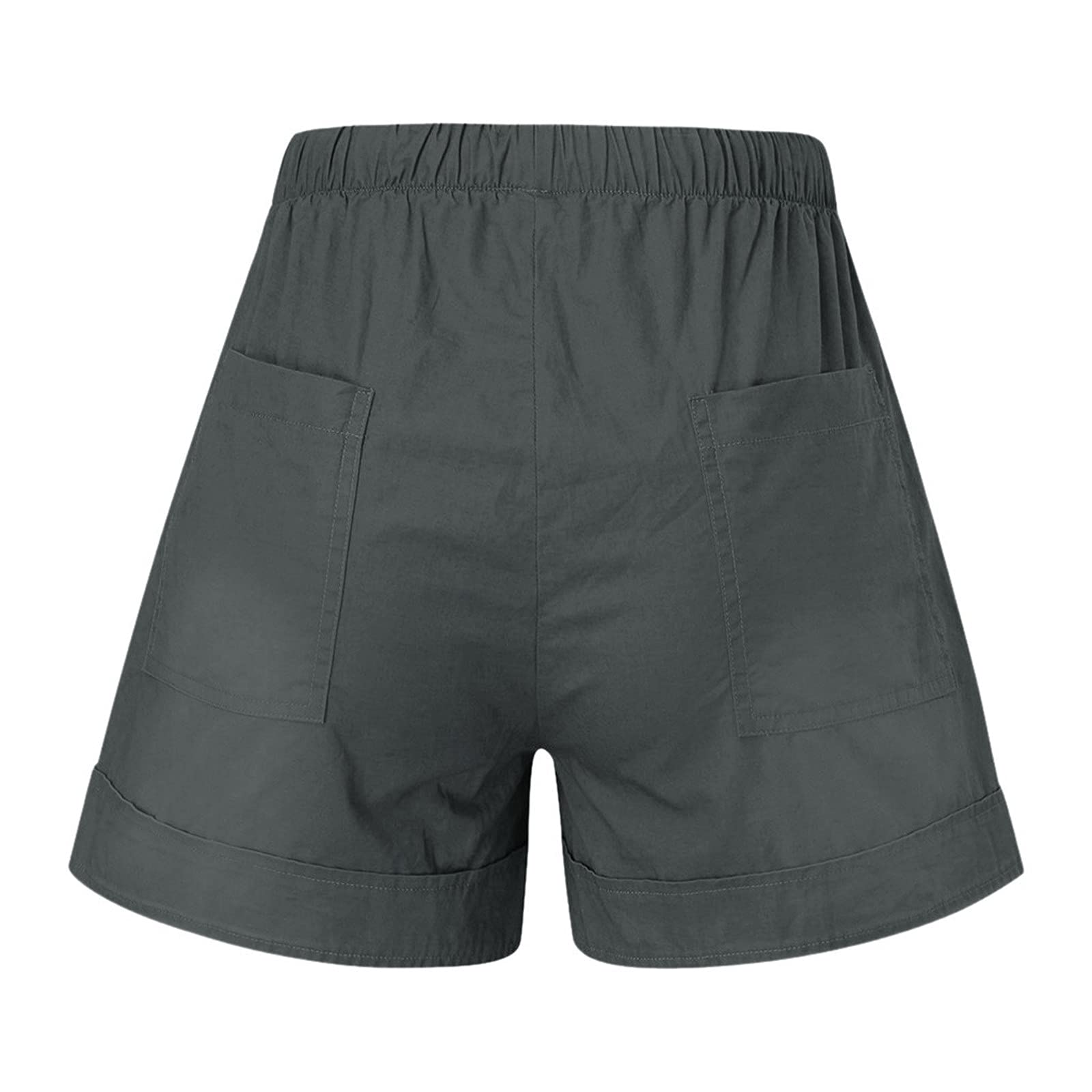 Shorts for Women Plus Size Loose Comfy Drawstring Short Pants Casual Elastic Waist Pocketed Summer Beach Workout Shorts Dark Gray