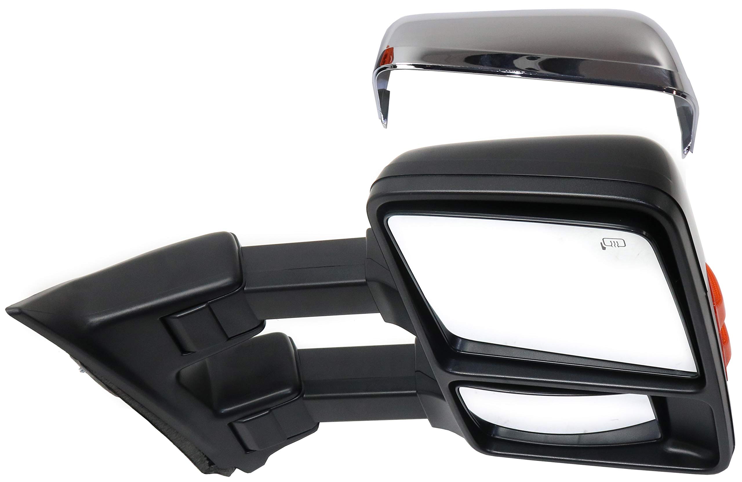 Kool Vue Passenger Side Power Heated Towing Mirror for Ford F-250 Super Duty F-350 Super Duty 2011-2016 Power Fold With Signal Light & Memory; Without Blind Spot Light Auto Extend with 2 Caps